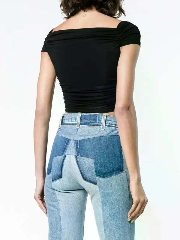 Off-White Off-shoulder Ruched Cropped Top