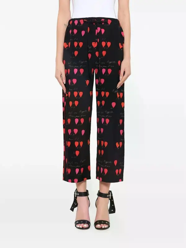 Alexander McQueen Petal Print Silk Trousers - Black