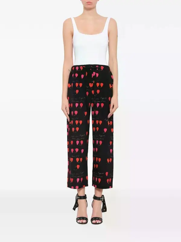 Alexander McQueen Silk Floral Print Cropped Trousers