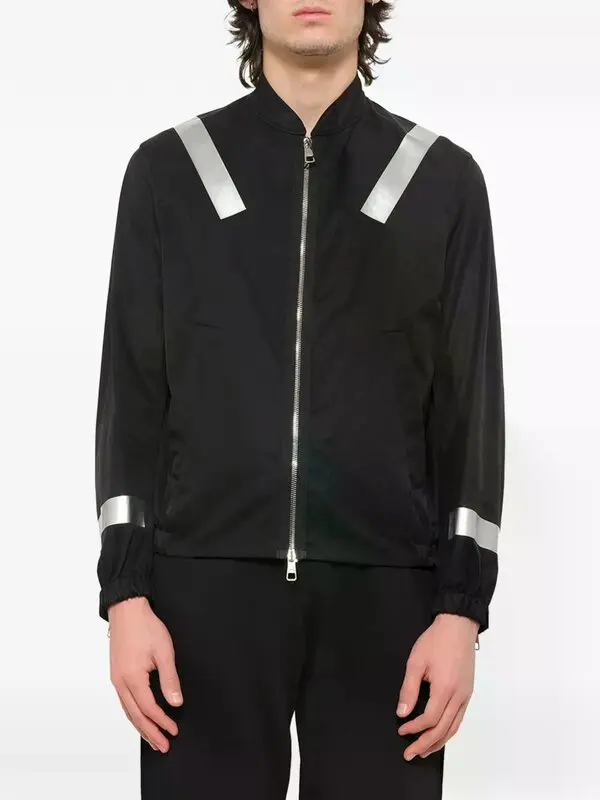 Neil Barrett Bomber Jacket With Silver Reflective Stripes - Black