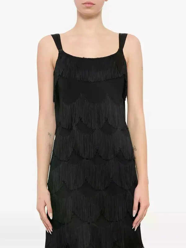 Marc Jacobs Fringed Silk Dress - Black