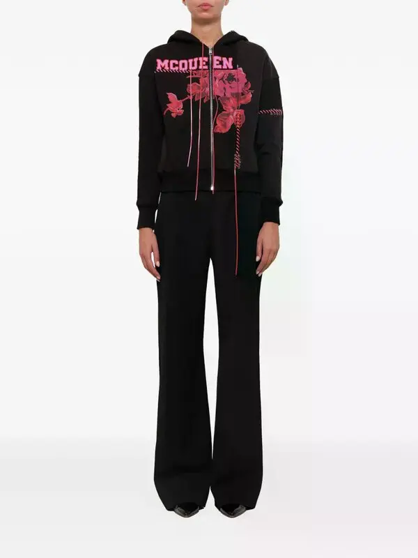 Alexander McQueen Floral Logo Hooded Sweatshirt