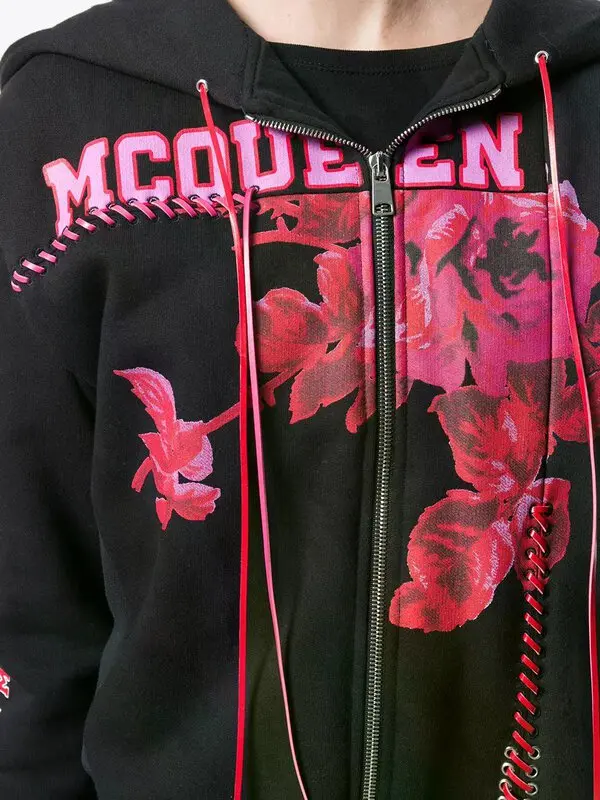 Alexander McQueen Floral Logo Hooded Sweatshirt