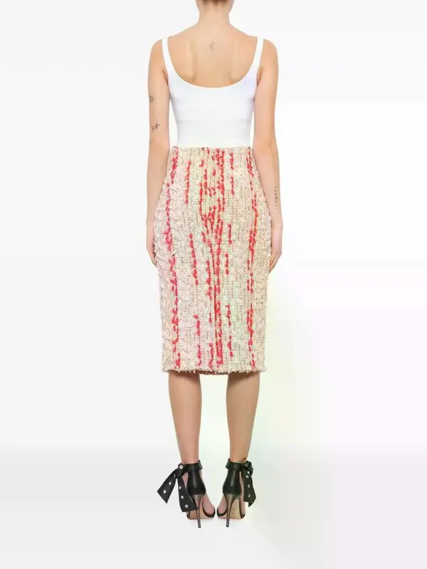 Alexander McQueen Tweed Cocoon Skirt With Frayed Edges