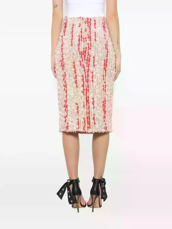 Alexander McQueen Tweed Cocoon Skirt With Frayed Edges