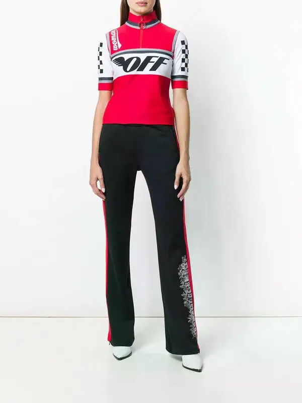 Off-White Embroidered Detail Flared Trousers - Black