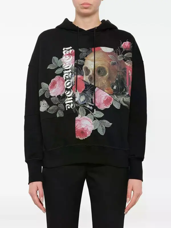 Alexander McQueen Patchwork Skull And Roses Hoodie - Black