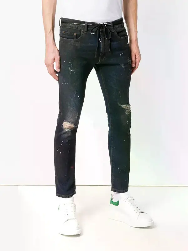 Off-White Paint Print Skinny Jeans