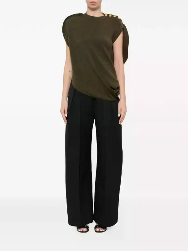 JW Anderson Asymmetric Knitted Top With Gold-tone Buttons