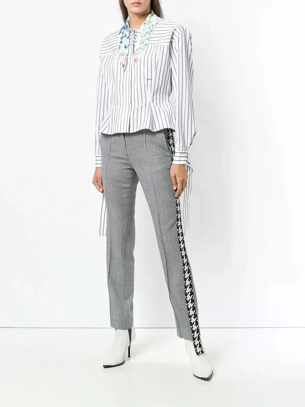 Off-White Striped Shirt With Scarf Collar