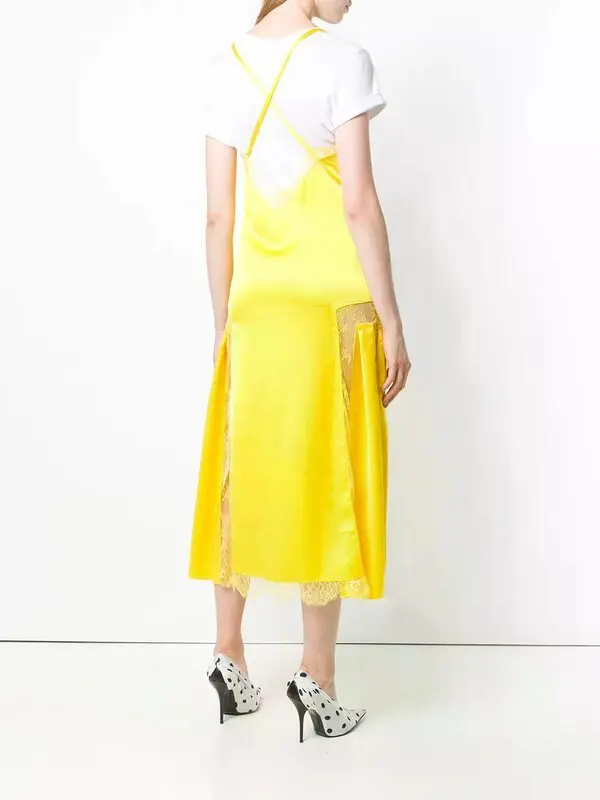 Off-White Lace Trim Midi Dress