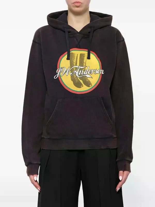 JW Anderson Printed Cotton Hoodie - Brown