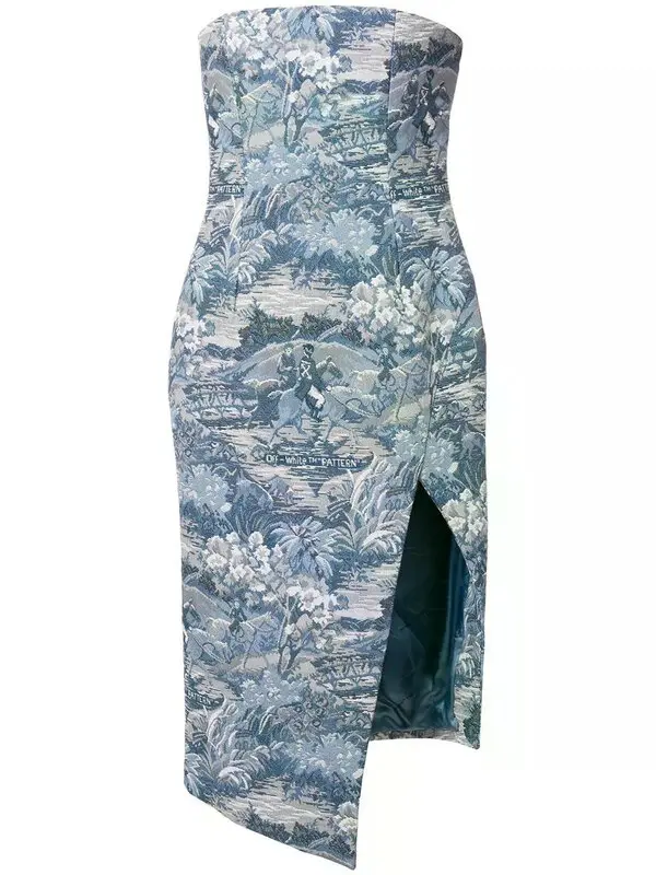 Off-White Tapestry Bustier Dress - Blue