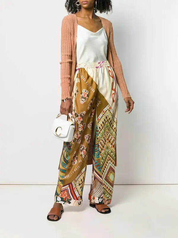 Chloé Printed Wide-leg Trousers - Brown