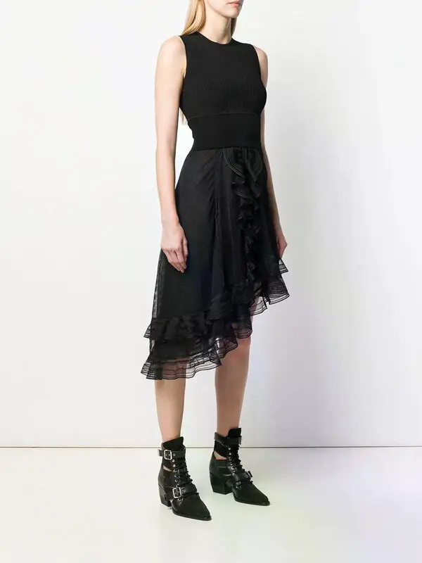 Alexander McQueen Asymmetrical Draped Knit Dress - Black