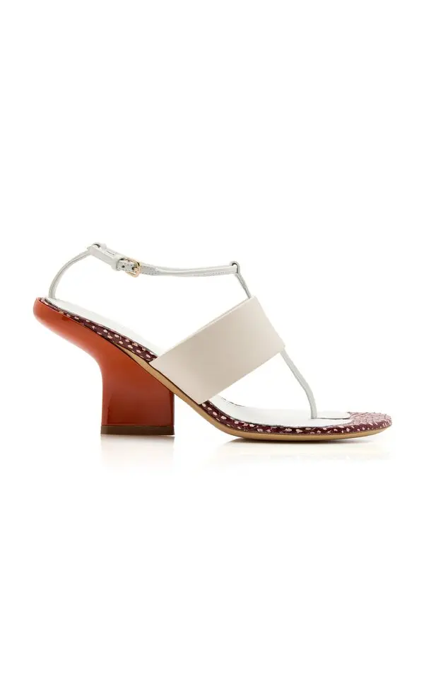 Dries Van Noten Leather Heeled Sandals With Buckled T-strap