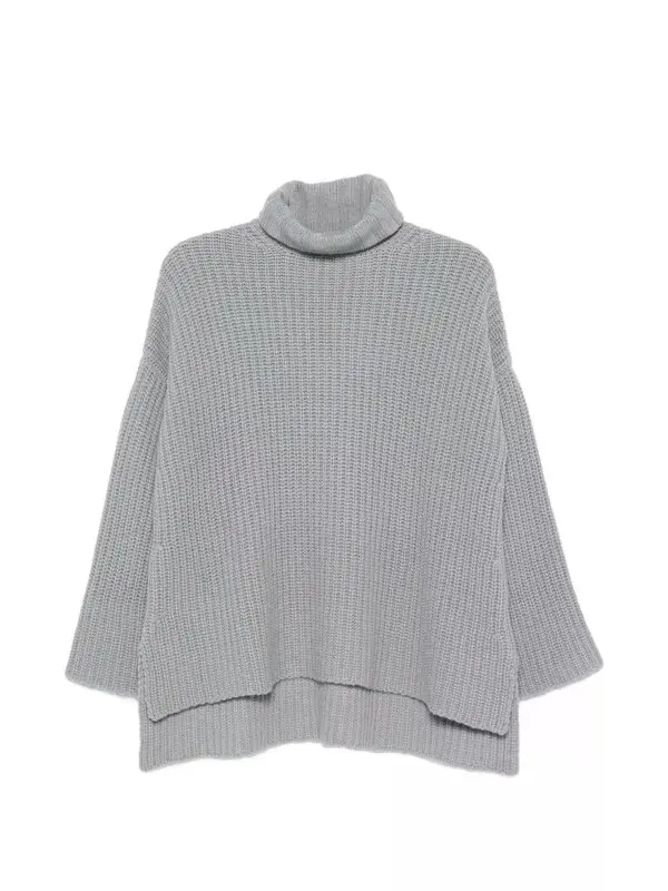 LA JULIE CASHMERE Ribbed Knit Roll-neck Sweater