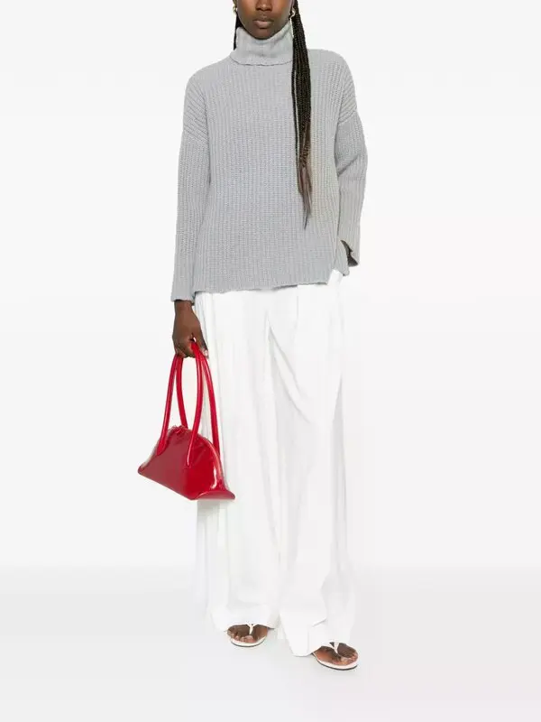 LA JULIE CASHMERE Ribbed Knit Roll-neck Sweater