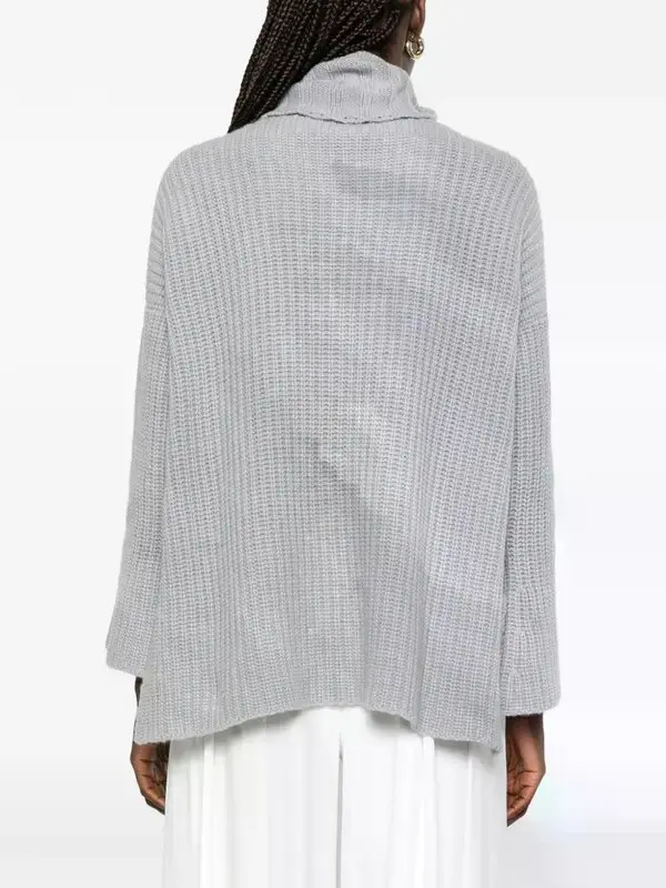 LA JULIE CASHMERE Ribbed Knit Roll-neck Sweater