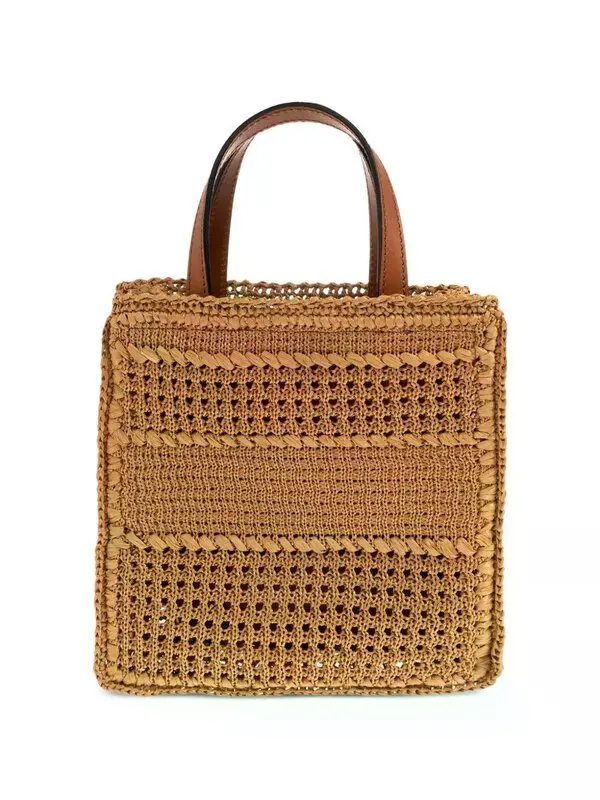 Moschino Embroidered Woven Tote Bag