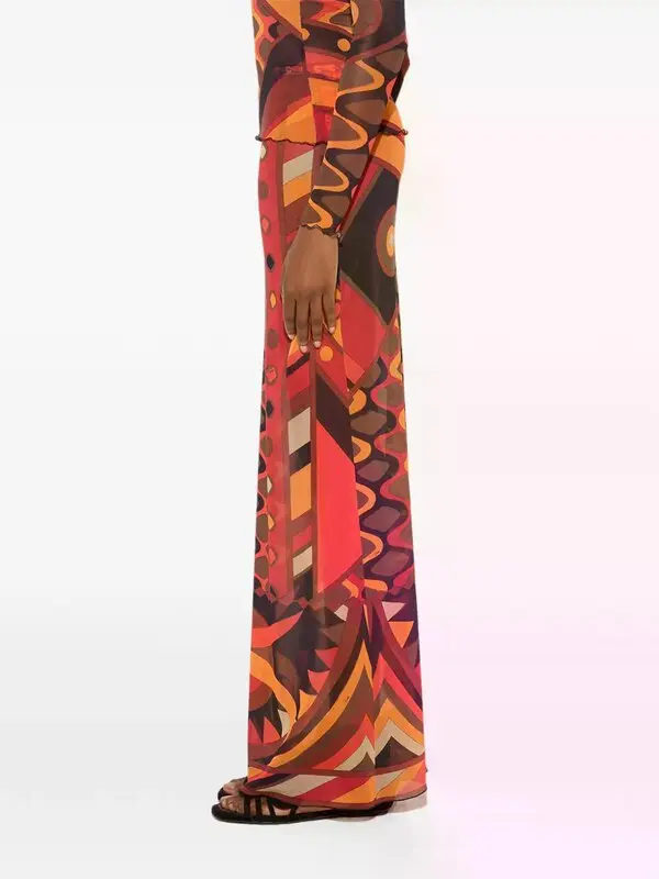 Emilio Pucci Vivara Print Long Tulle Skirt - Red
