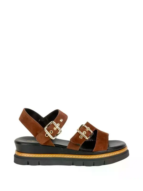 LUCA GROSSI Buckle-fastening Suede Platform Sandals - Brown