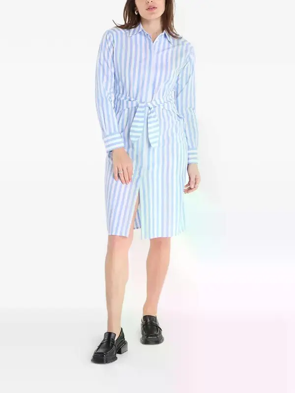 Calvin Klein Striped Tie-waist Midi Shirt Dress - Blue