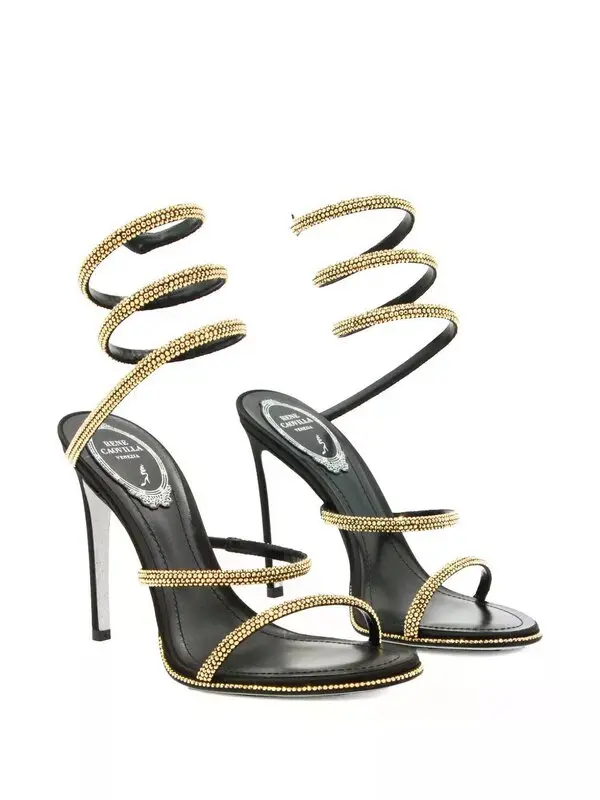 Rene Caovilla Cleo Crystal-embellished Wrap-around Stiletto Sandals