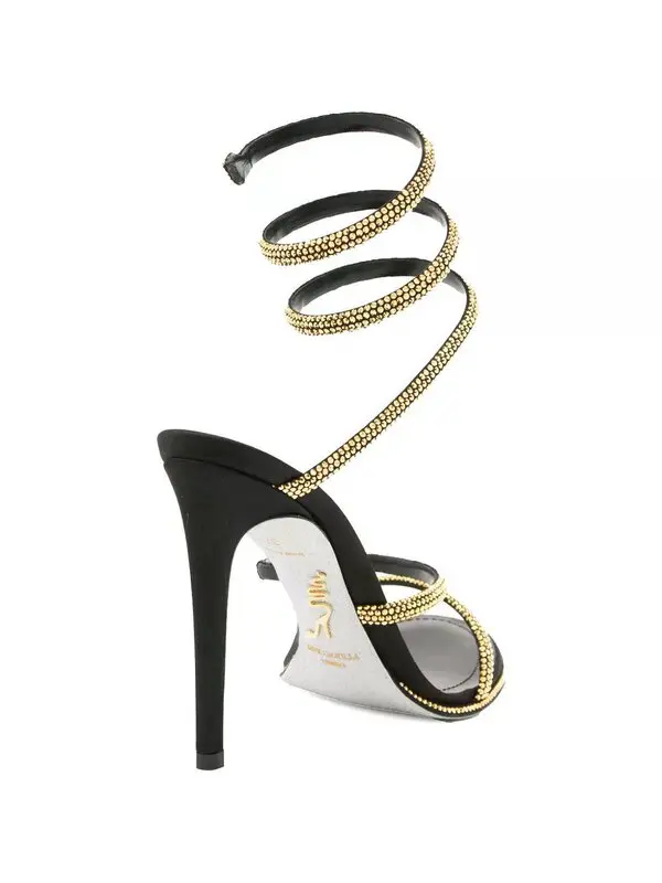 Rene Caovilla Cleo Crystal-embellished Wrap-around Stiletto Sandals