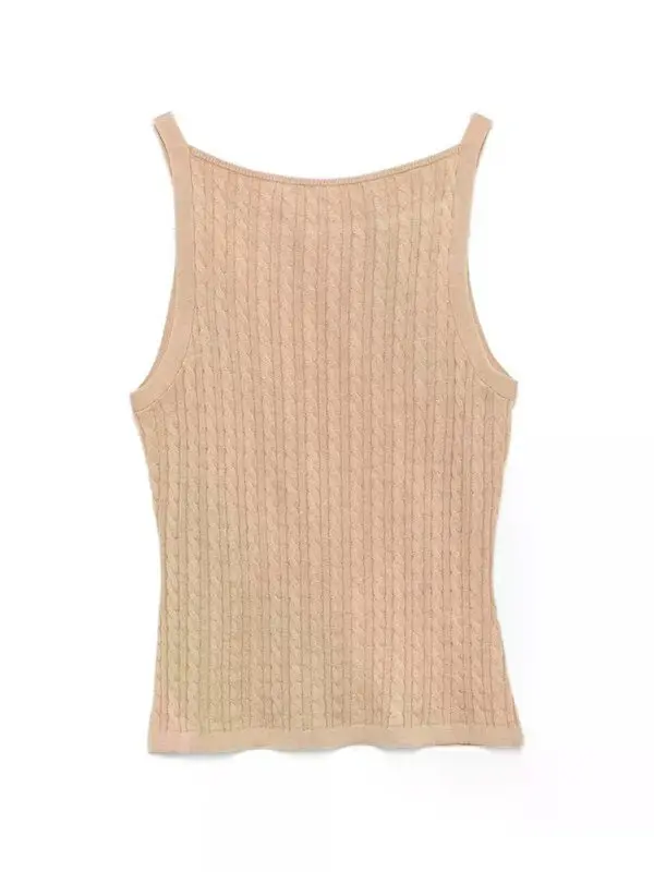 Soft Goat Cable-knit Tank Top - Brown