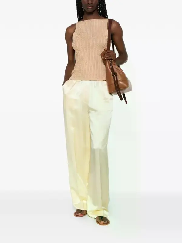 Soft Goat Cable-knit Tank Top - Brown