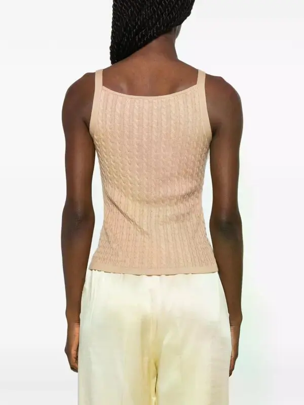 Soft Goat Cable-knit Tank Top - Brown