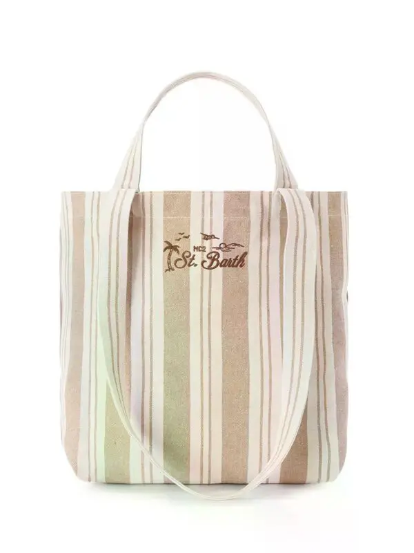 MC2 SAINT BARTH Striped Embroidered Tote Bag - Brown