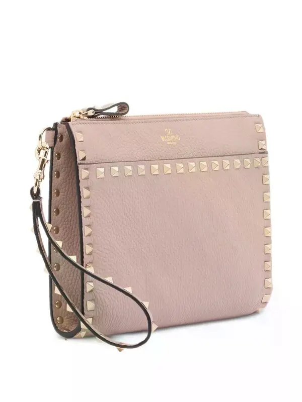 Valentino Garavani Rockstud Pouch In Grainy Calfskin - Neutrals