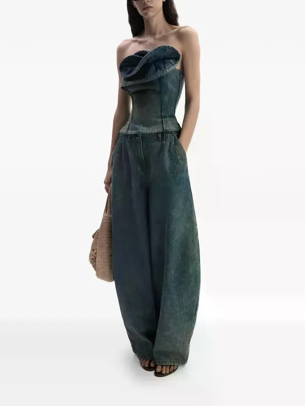Magda Butrym Acid Wash Pleated Jeans
