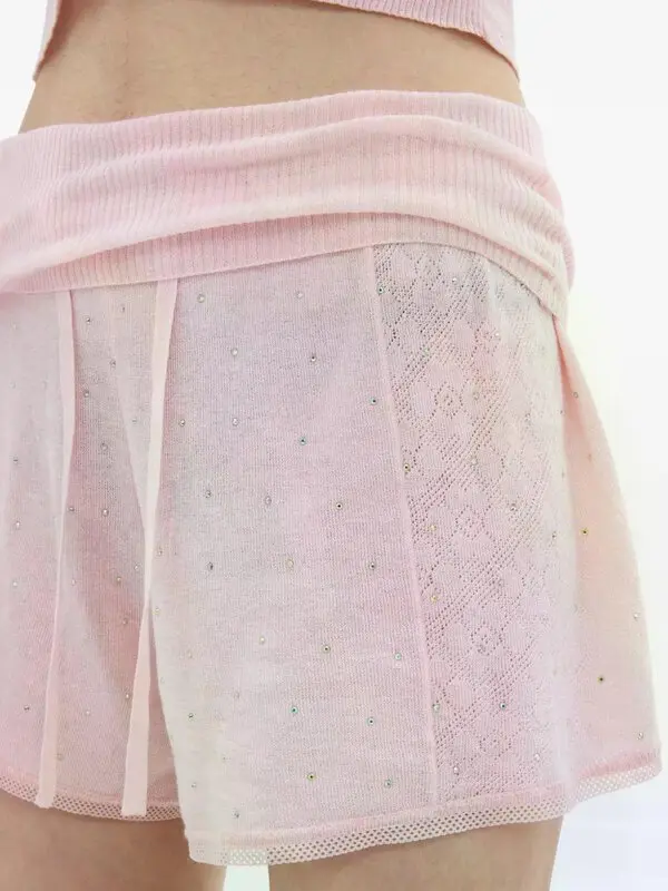 AREA Crystal-embellished Shorts - Pink