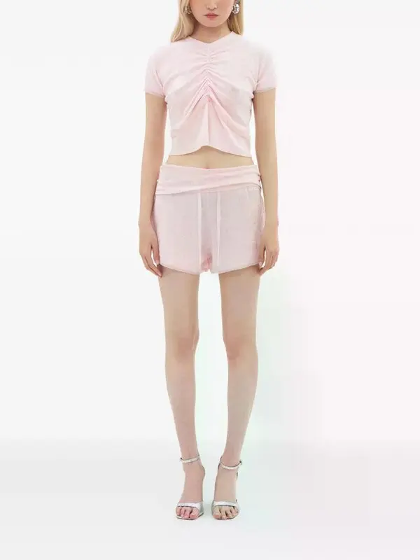 AREA Crystal Embellished Ruched Top