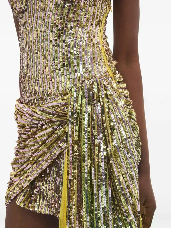 AREA Sequin-embellished Wrapped Dress