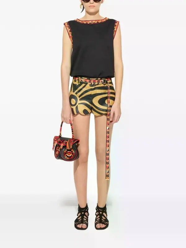 Emilio Pucci Sleeveless Cotton T-shirt With Printed Detail - Black