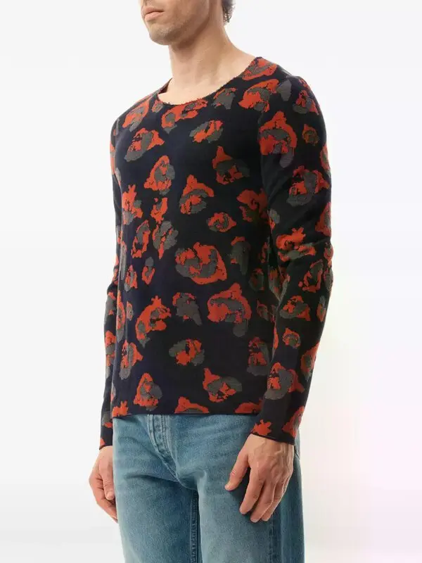 LANVIN Leopard Jacquard Raw-edge Sweater