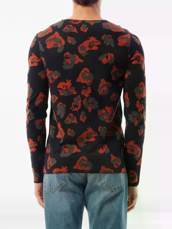LANVIN Leopard Jacquard Raw-edge Sweater