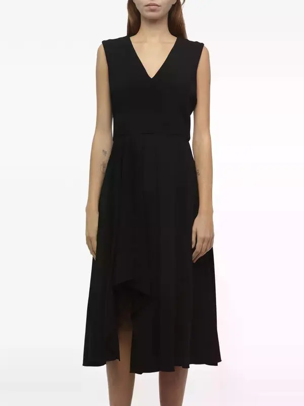 Alexander McQueen V-neck Asymmetrical Hem Dress - Black