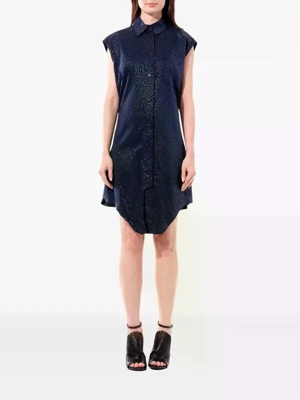 Balenciaga Sleeveless Perforated Detail Dress - Blue