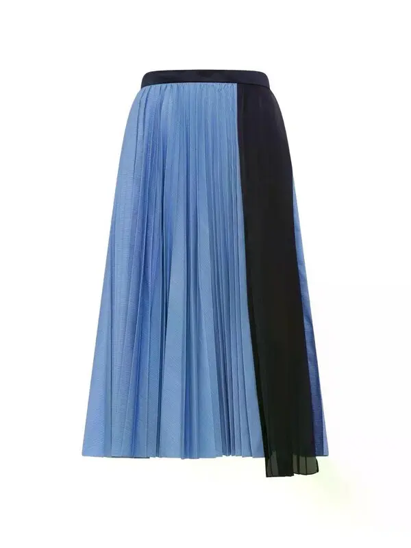 Sacai Pleated Midi Skirt With Draped Detail - Blue