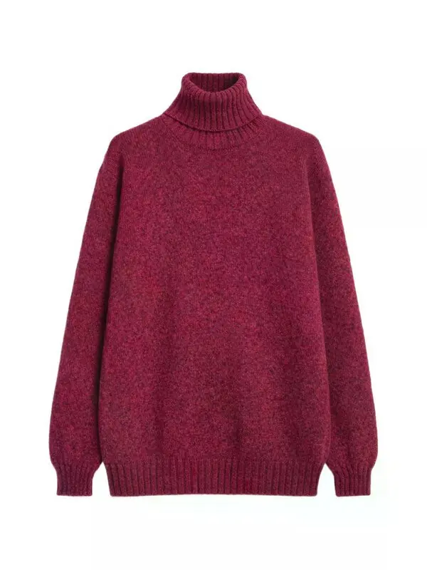 FORTELA Shetland Wool Turtleneck Sweater - Red