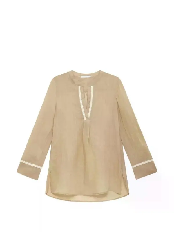 Malìparmi Grosgrain-trim Ramie Blouse - Neutrals
