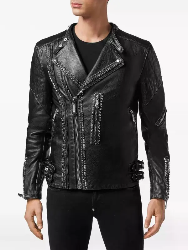 Philipp Plein Stud-embellished Biker Jacket