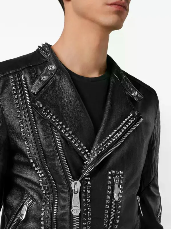 Philipp Plein Stud-embellished Biker Jacket