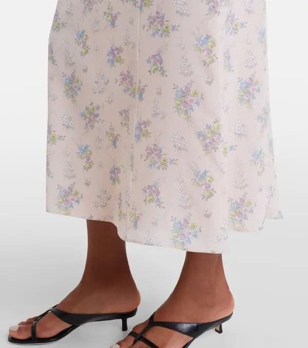 Alessandra Rich Floral Silk Midi Dress
