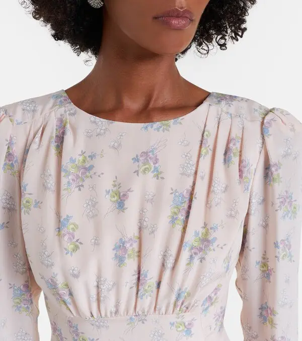 Alessandra Rich Floral Silk Midi Dress